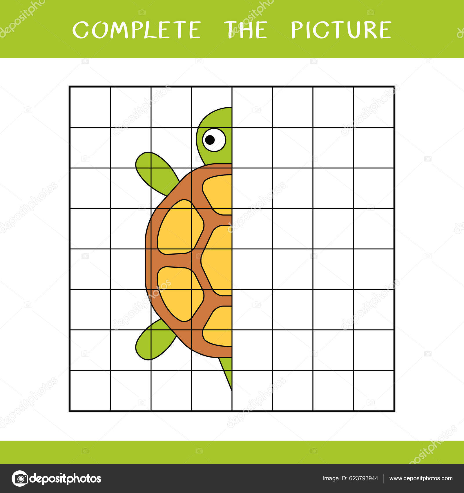 Completa Imagen Linda Tortuga Juego Educativo Simple Para Los Niños ...