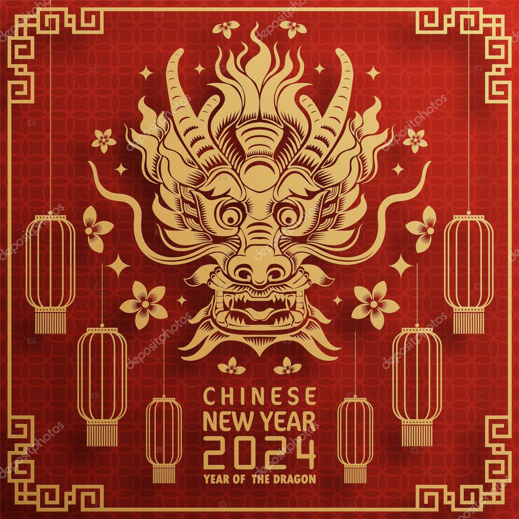 Happy chinese new year 2024 year of the chinese dragon zodiac with on ... Happy chinese new year 2024 year of the chinese dragon zodiac with on ...