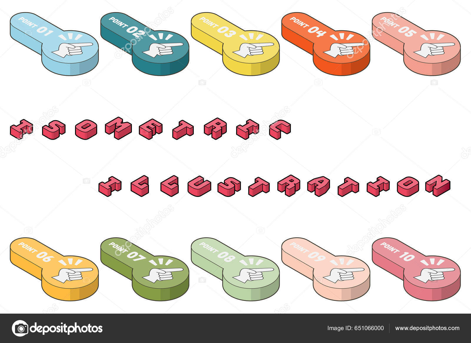 Isometric Inspirational Hand Sign Point Icon Set Accent Material ...
