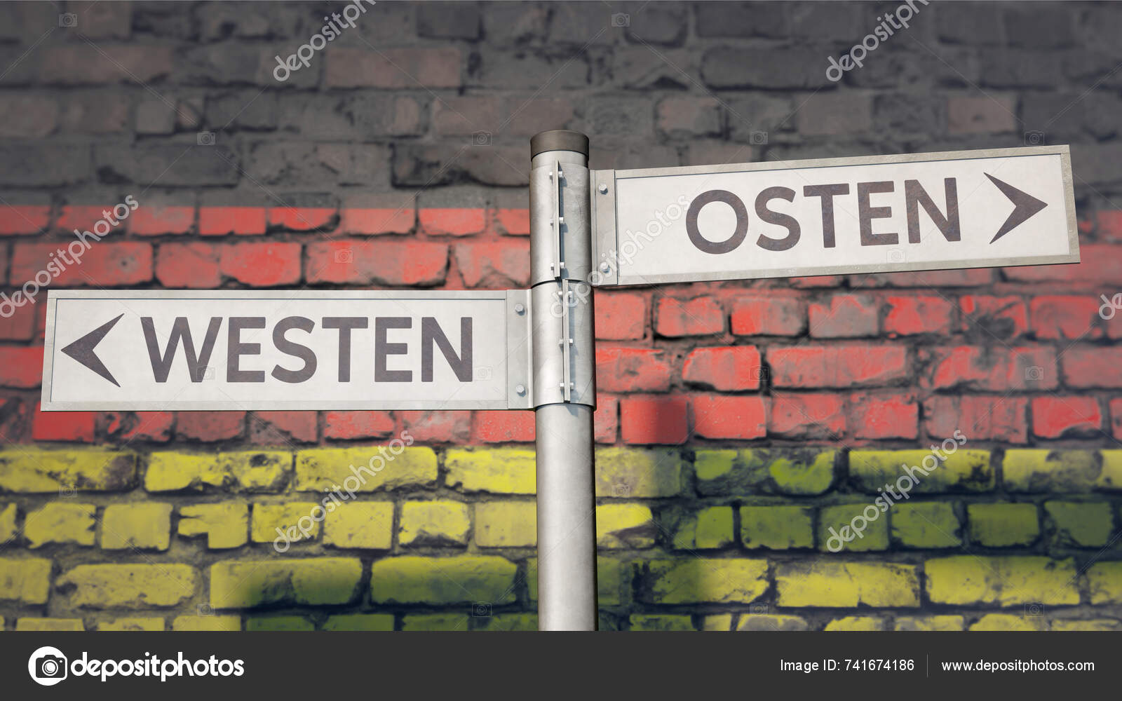 Señalización Con Las Palabras Alemanas Westen West Osten East — Foto de ...