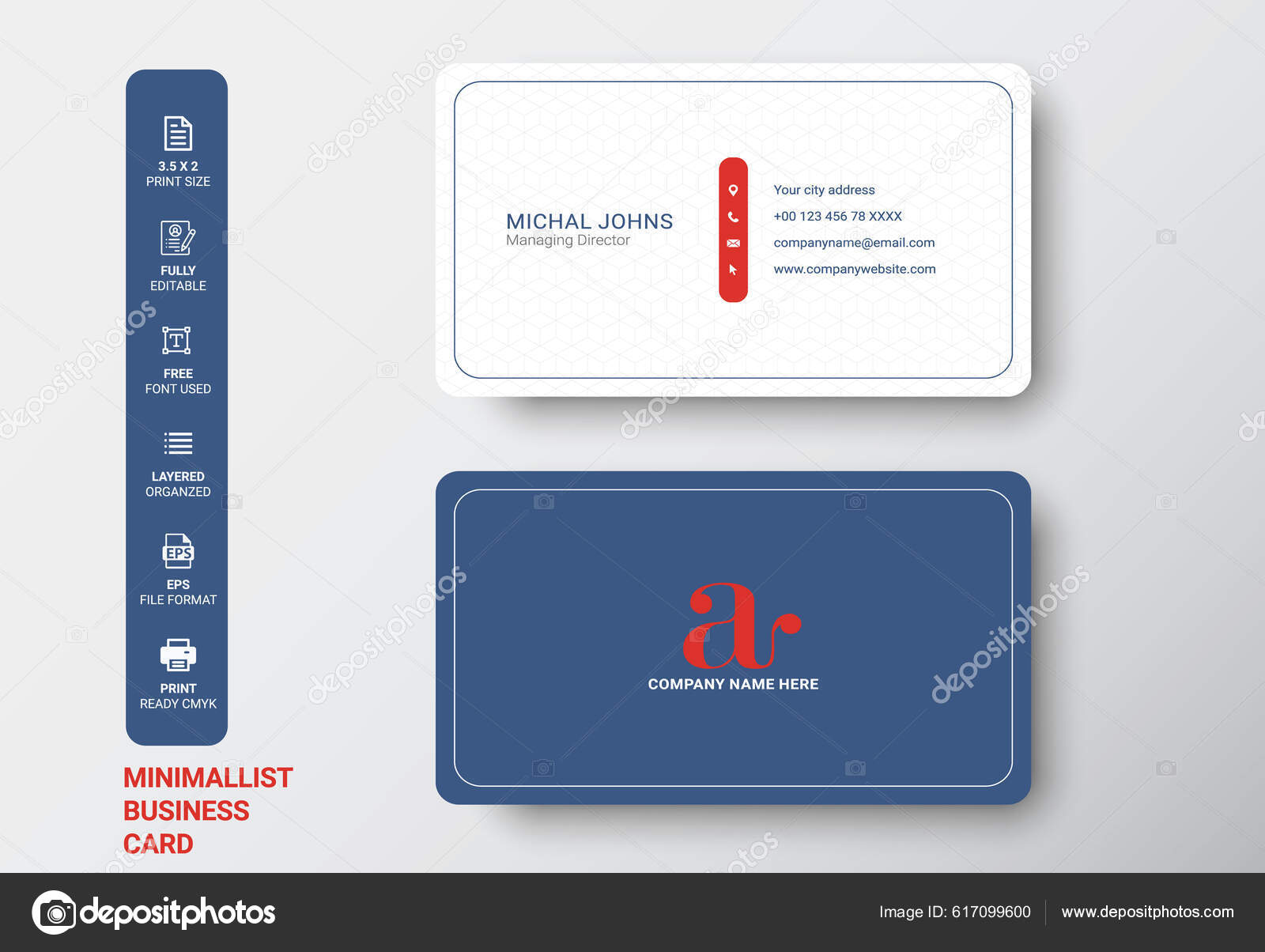 Minimal Clean Modern Double Sided Business Card Print Template Design ...