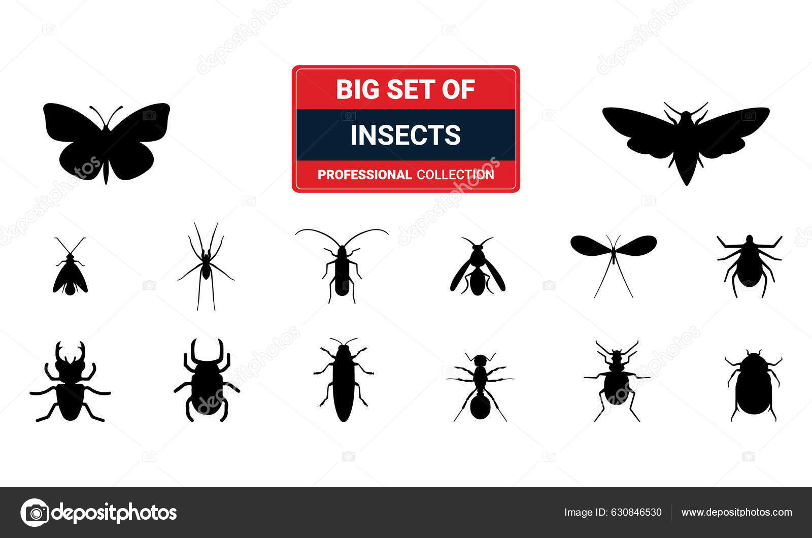 Colección Insectos Silueta Vectorial Vector de stock #630846530 de ...