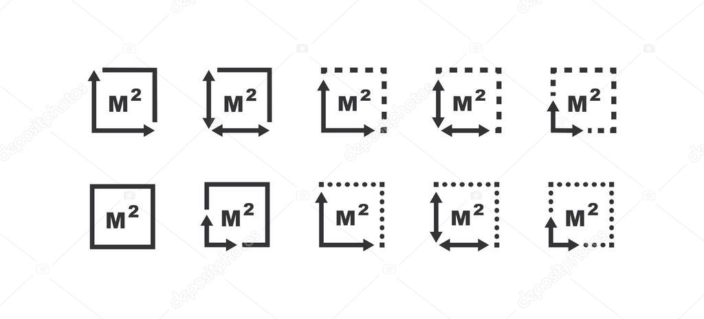 Icono del metro cuadrado. M2 símbolo de ilustración. Diseño de vector ...