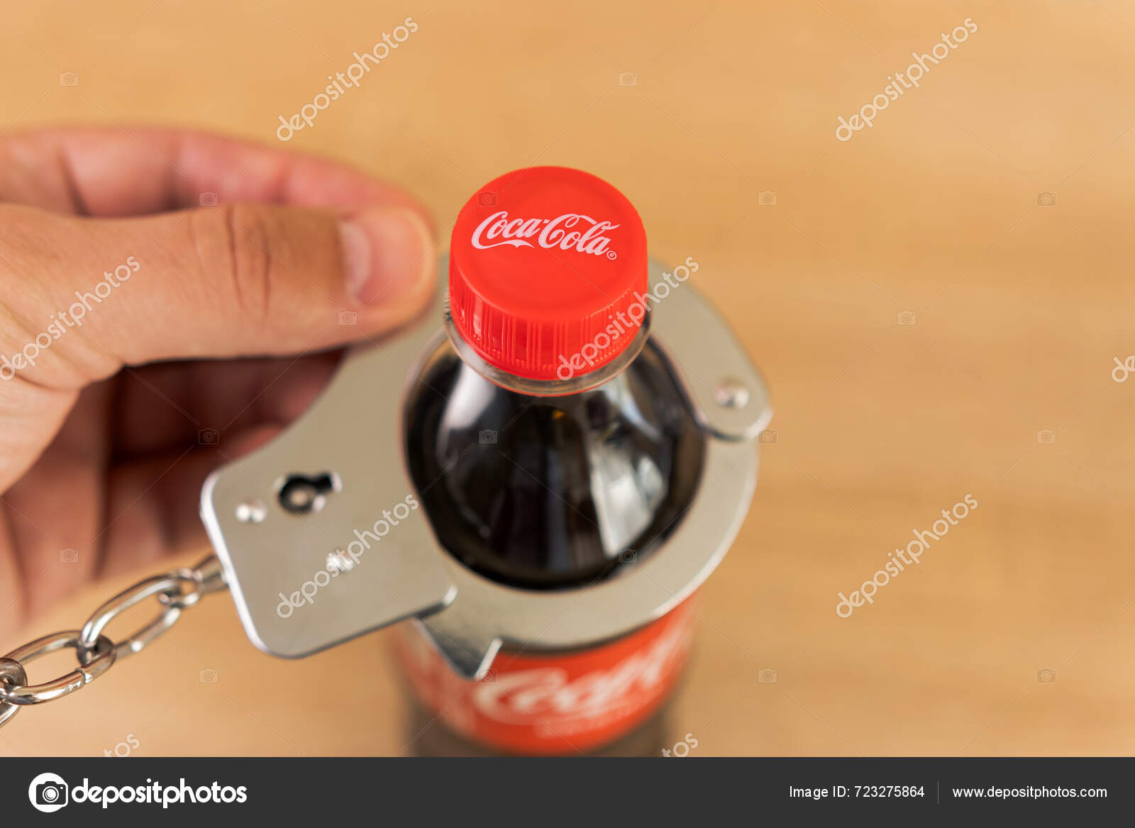 Man Handcuffed Bottle Coca Cola Concept Addiction Carbonated Sweet ...