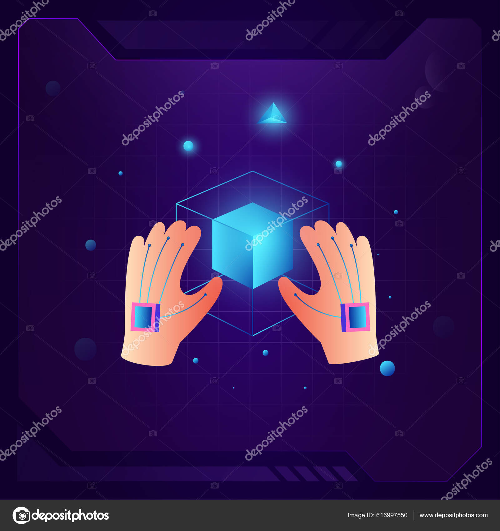 Metaverse Icon Cube Haptic Glove Vector Illustration Stock Vector by ...
