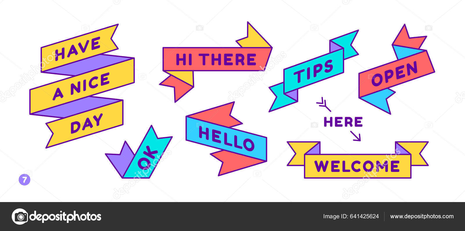 Ribbon Banner Set Color Ribbon Banner Text Phrase Color Isolated Stock ...