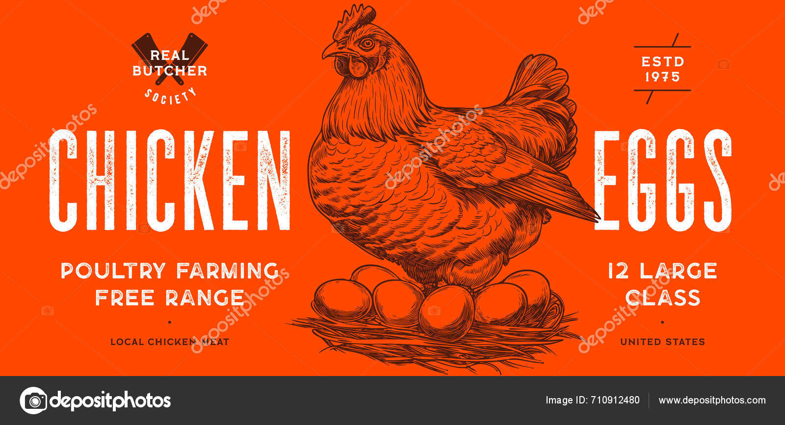 Ayam Ayam Dengan Sarang Telur Label Tag Sketsa Ayam Tinta Vektor Stok ...