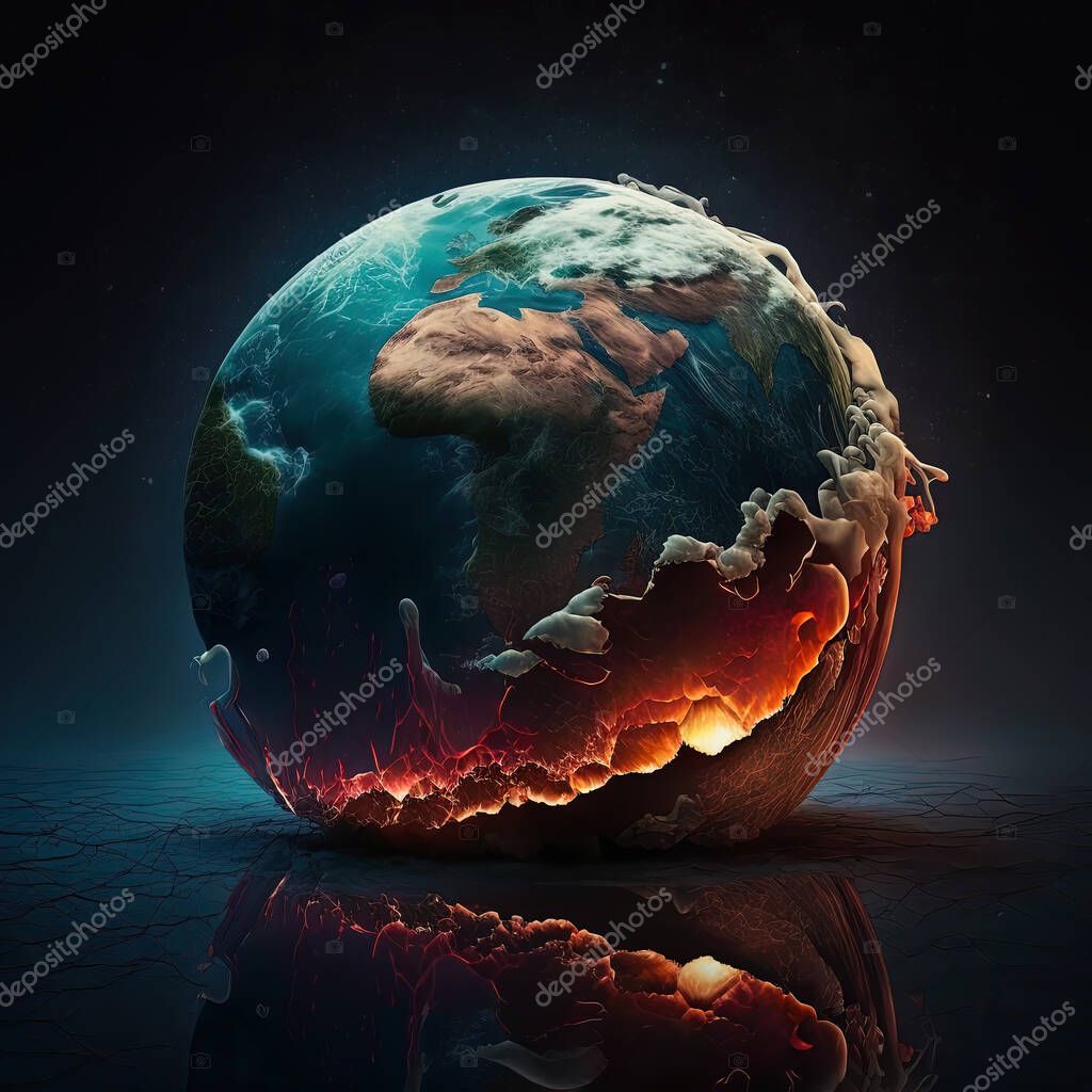 Imagen conceptual del planeta tierra quemándose y congelándose debido ...