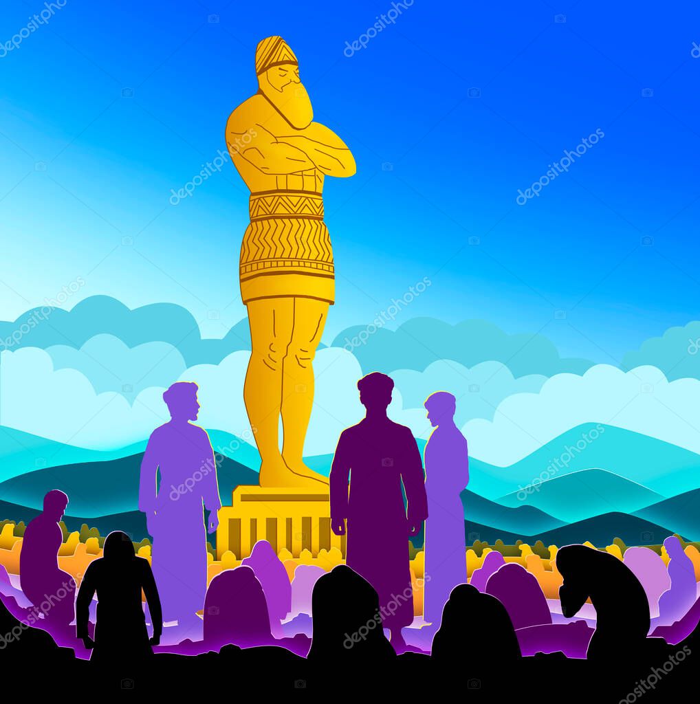 Sadrac, Mesac y Abed-nego se negaron a adorar su estatua de oro. Arte ...