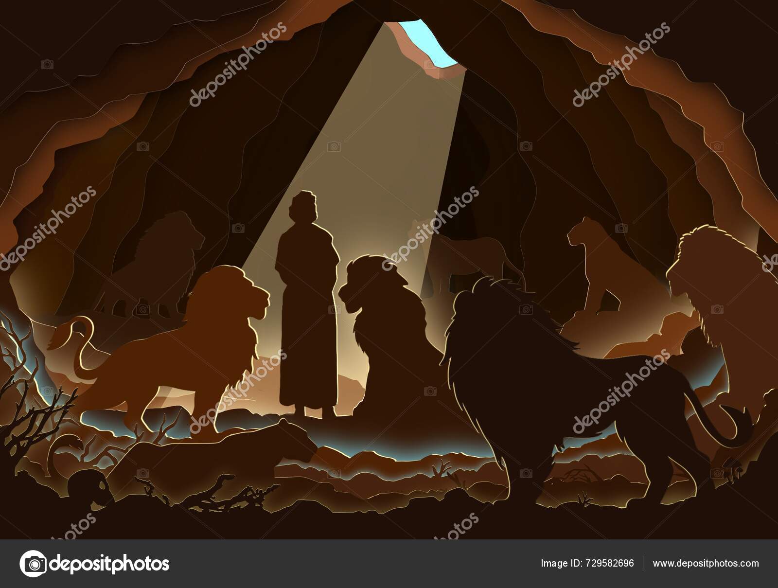 Daniel Standing Lion's Den Paper Art Abstract Illustration Minimalism ...