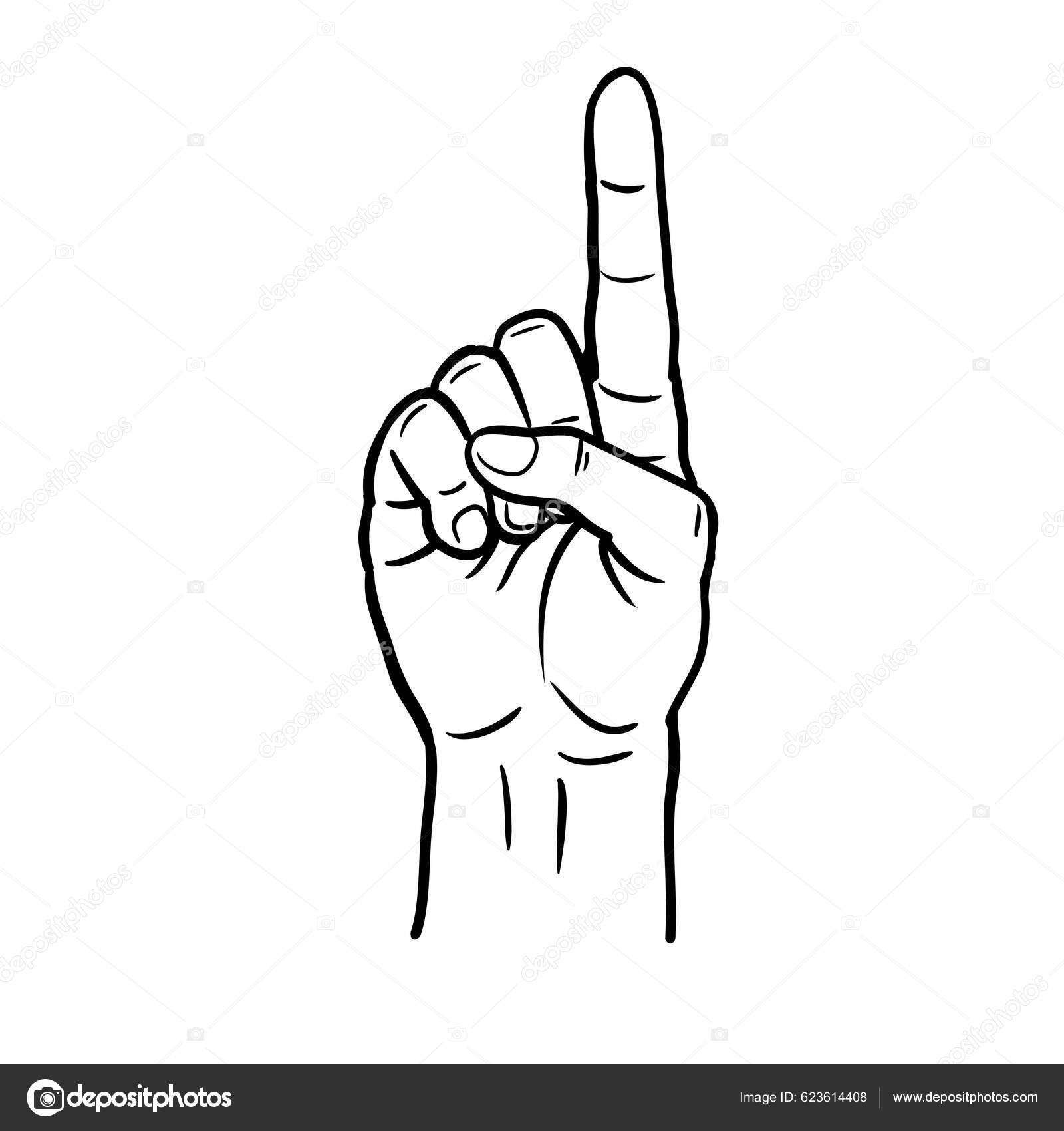 Hand Visar Symbol Peka Uppåt Skiss Vektor Illustration Graverande Stil ...