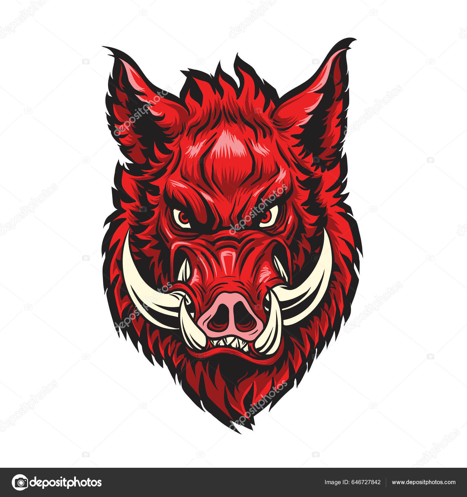 Wild Hog Boar Head Mascot Red Boar Head Tattoo Vector Stock Vector by ...