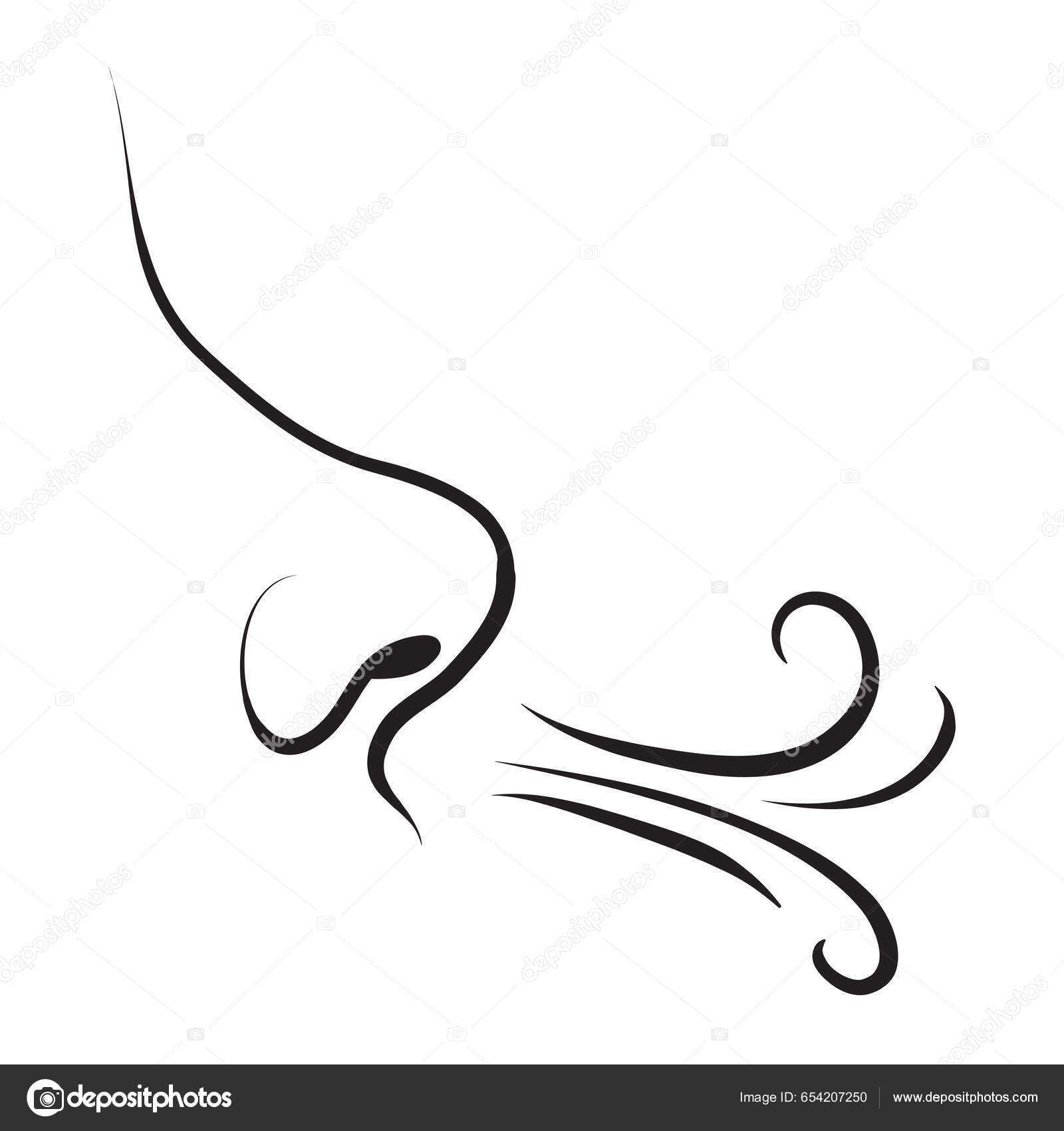 Nose Breathing Vector Pictogram Isolated White Background Stock Vector ...