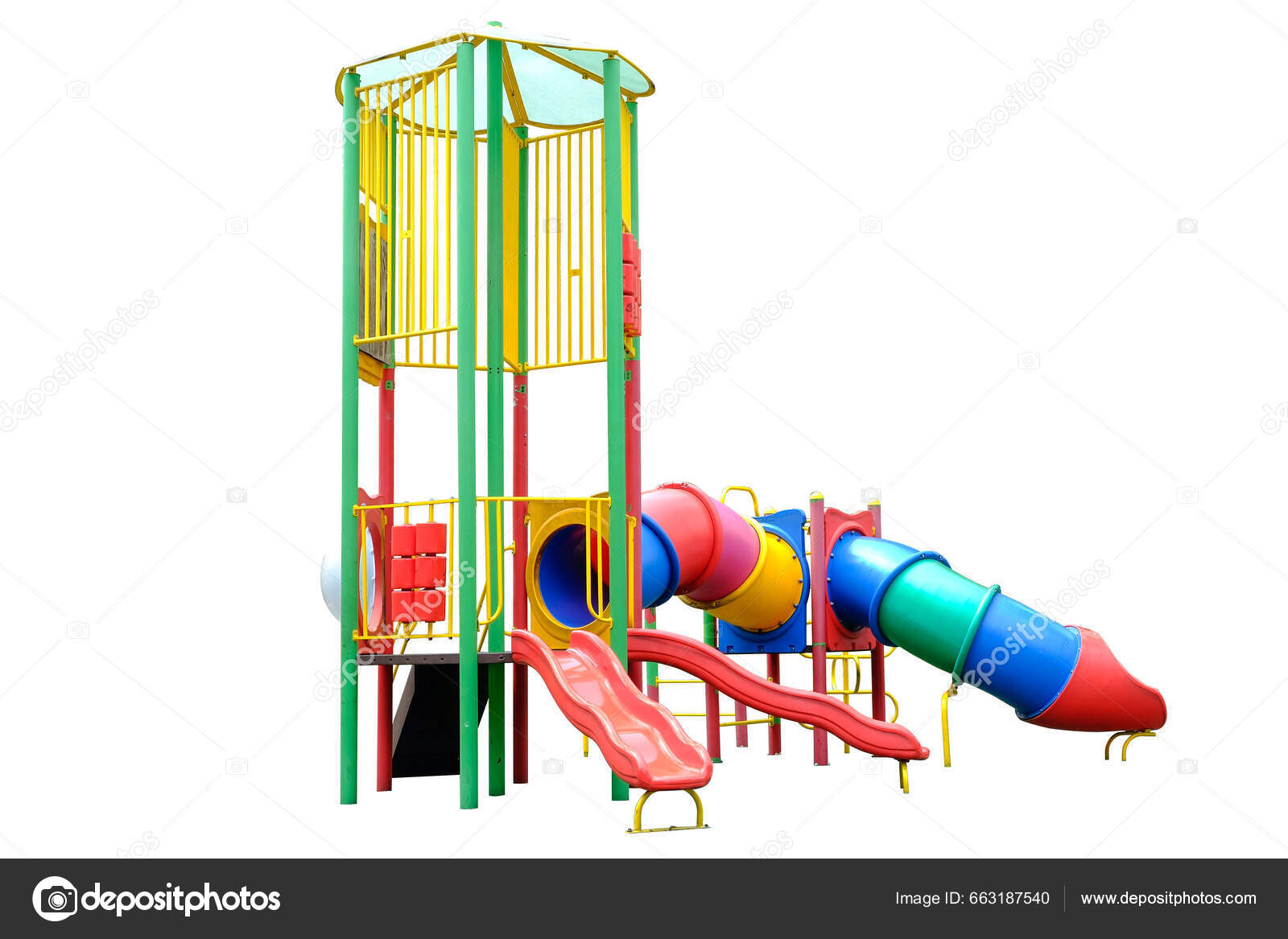 Colorido Parque Infantil Aislado Sobre Fondo Blanco Con Camino Recorte ...