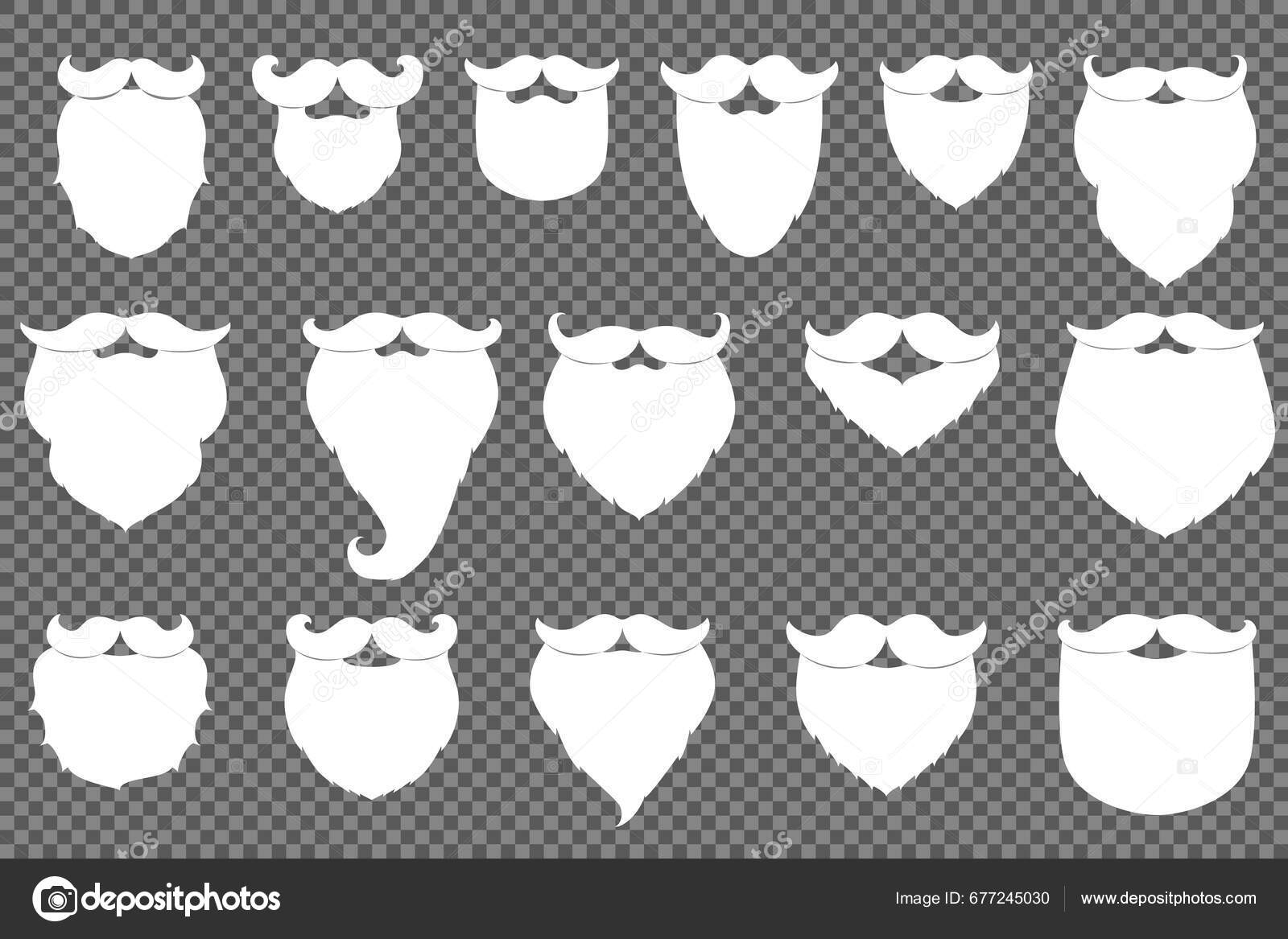 Collection White Santa Claus Beards Flat Vector Illustration Stock ...