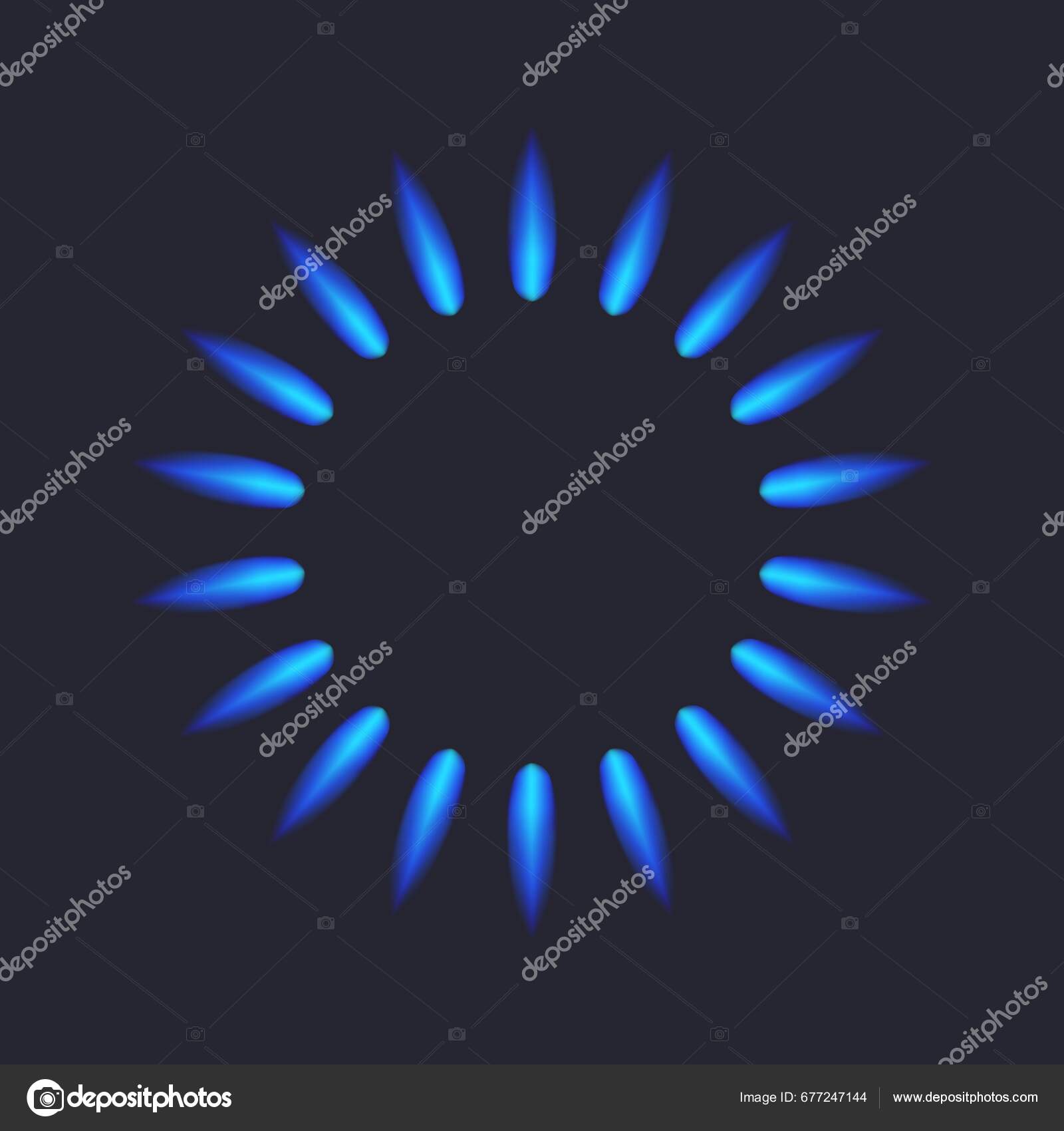 Blue Fire Icon Symbol Burning Natural Gas Vector Illustration Isolated ...