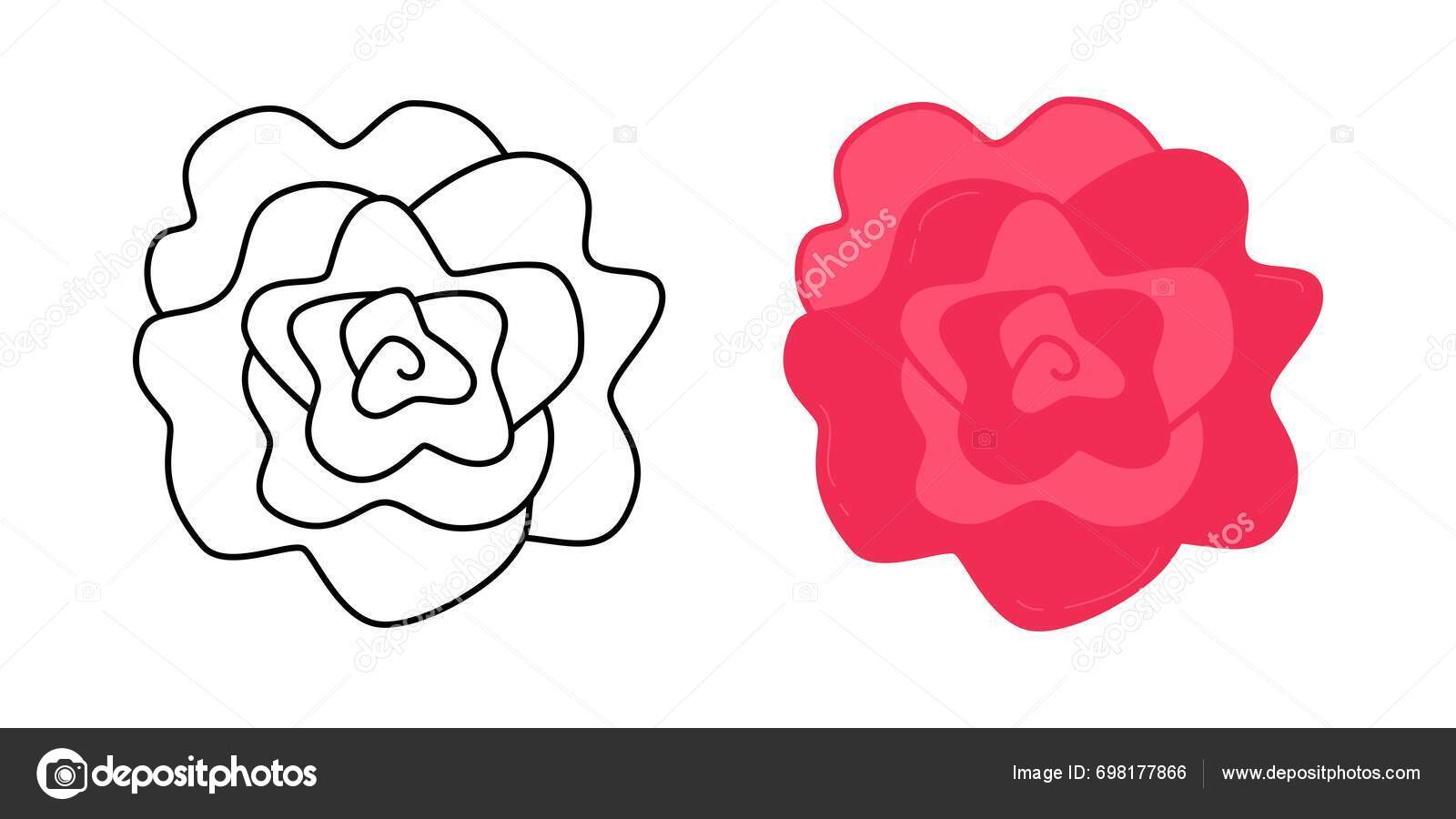 Abstract Flower Top View Linear Flat Styles Vector Illustration ...
