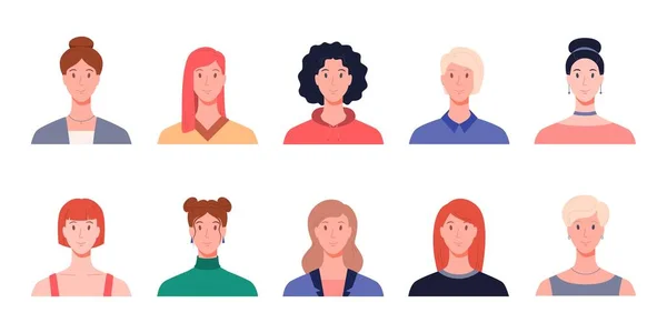 Portrait Man Woman Front View Modern Flat Vector Illustration Isolated ...