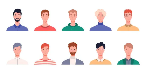 Portrait Man Woman Front View Modern Flat Vector Illustration Isolated ...