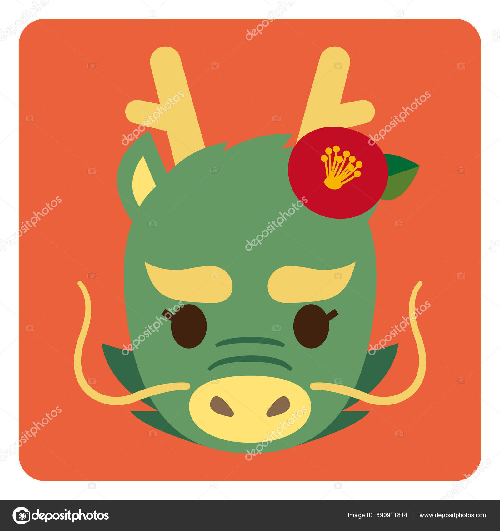 Vector Illustration Simple Dragon Face Stock Vector by ©ankomando 690911814