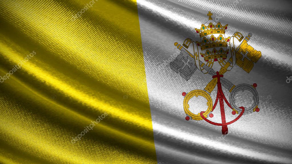 Bandera realista de la Ciudad del Vaticano con una textura de onda ...