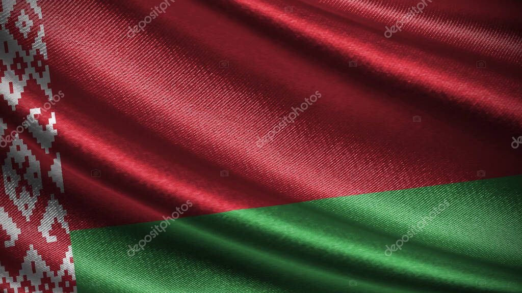 Bandera realista de Bielorrusia que muestra una textura de onda sedosa ...