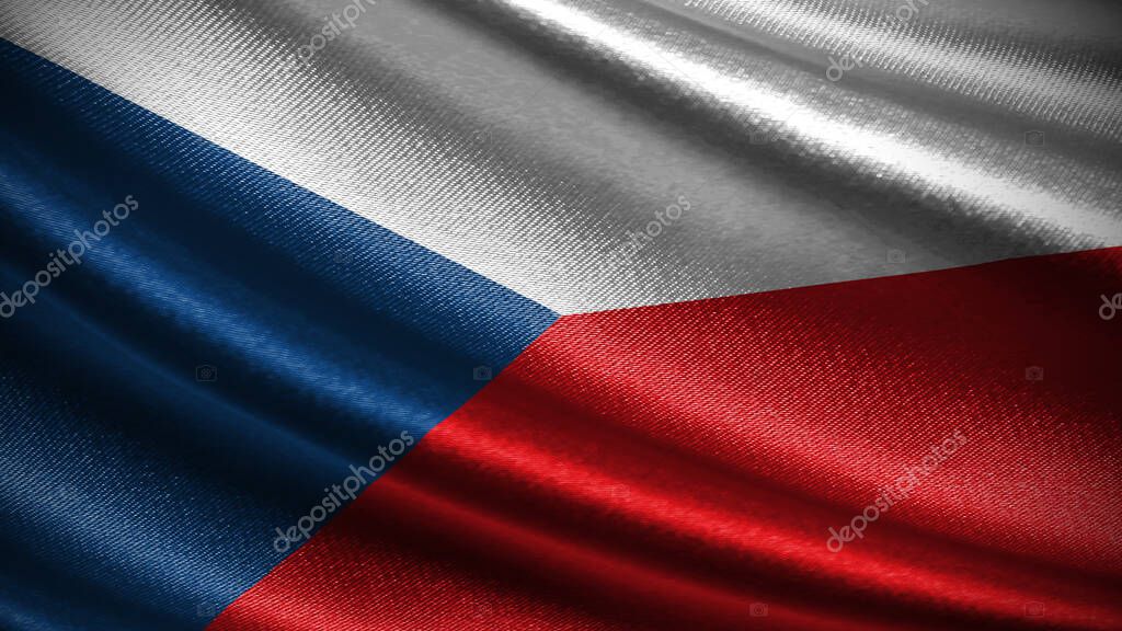 Bandera realista de la República Checa con una textura de onda sedosa ...