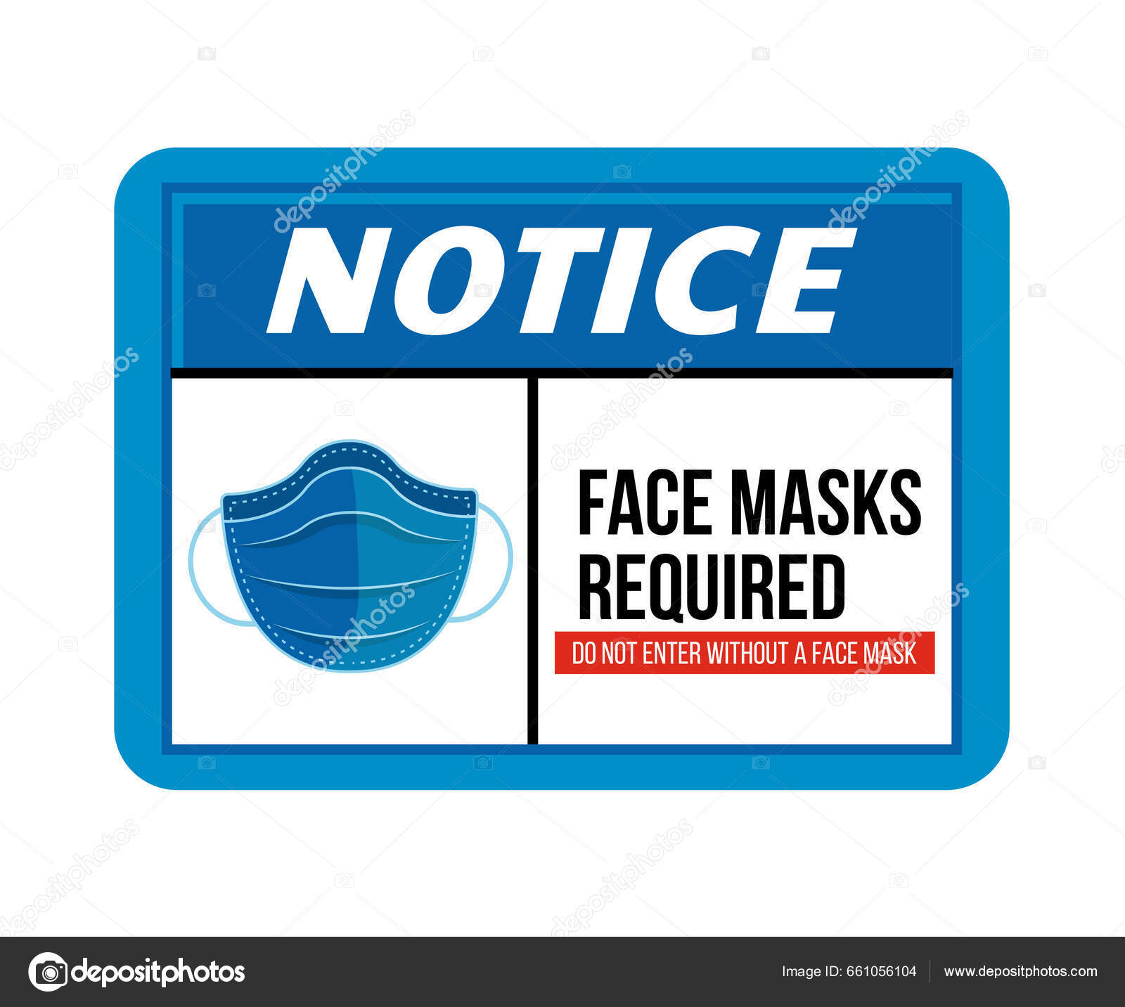 Warning Notice Entry Mask Prohibited Isolated White Background Stock ...