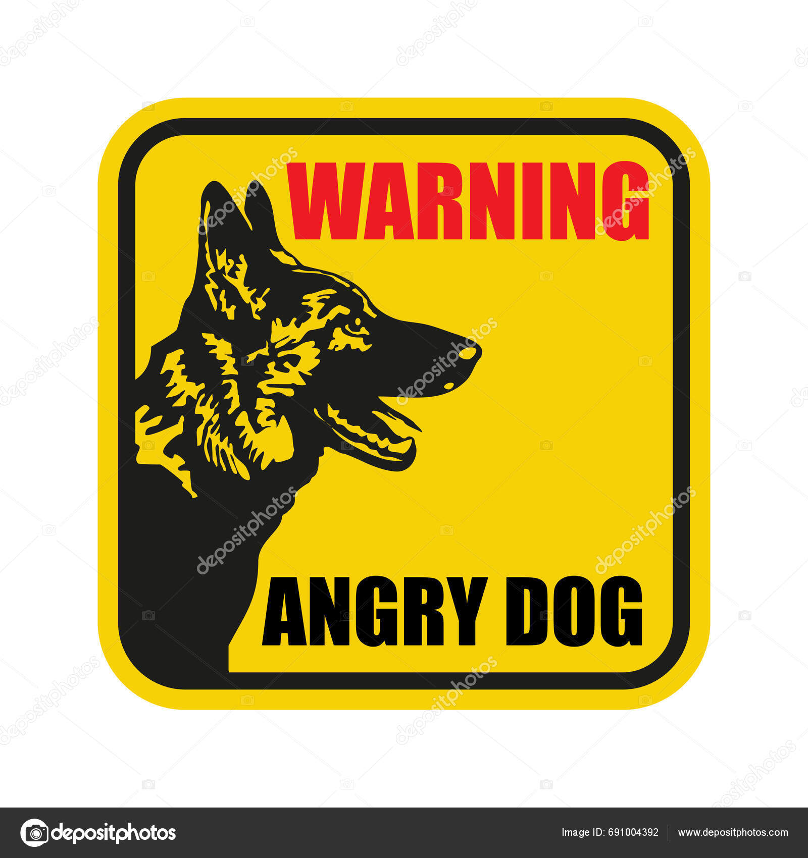 Vector Sign Angry Dog Isolated White Background Stock Vector by ...