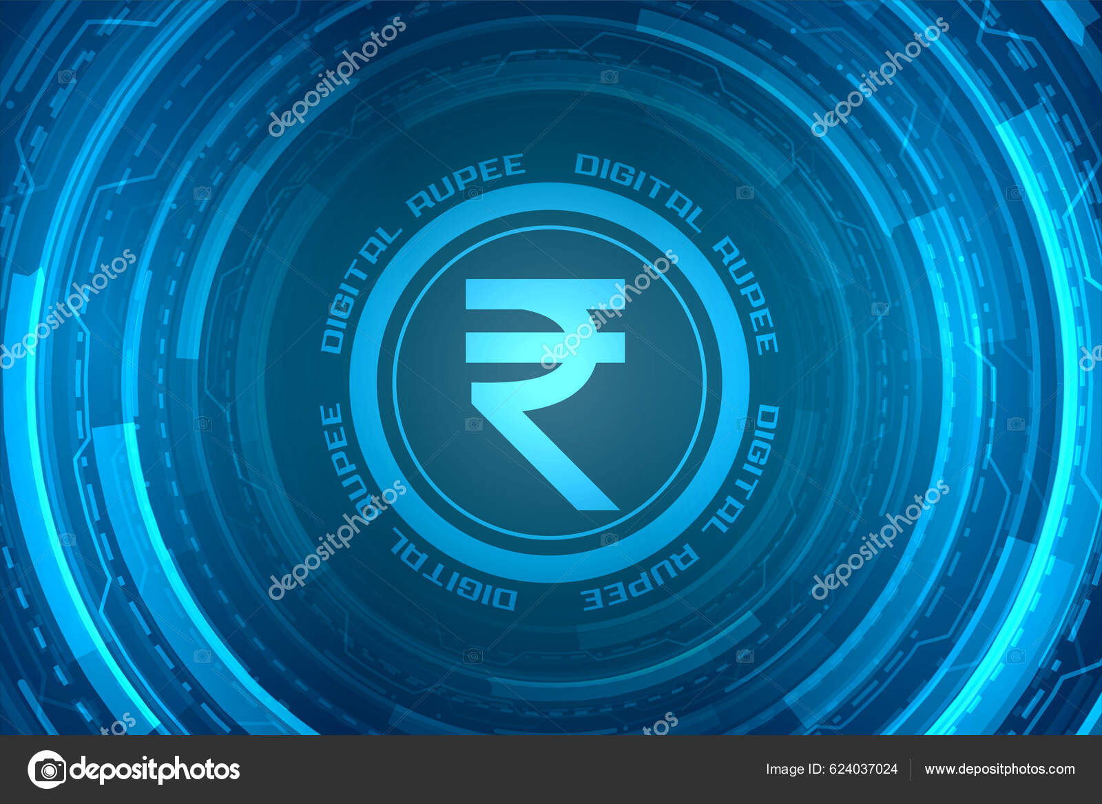 Glowing Digital Rupee Symbol Futuristic Concept Background Vector Stock ...