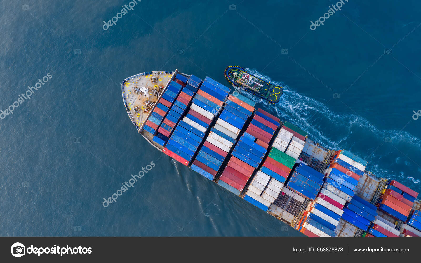 Aerial Top View Container Ship Cargo Freight Shipping Global Business ...