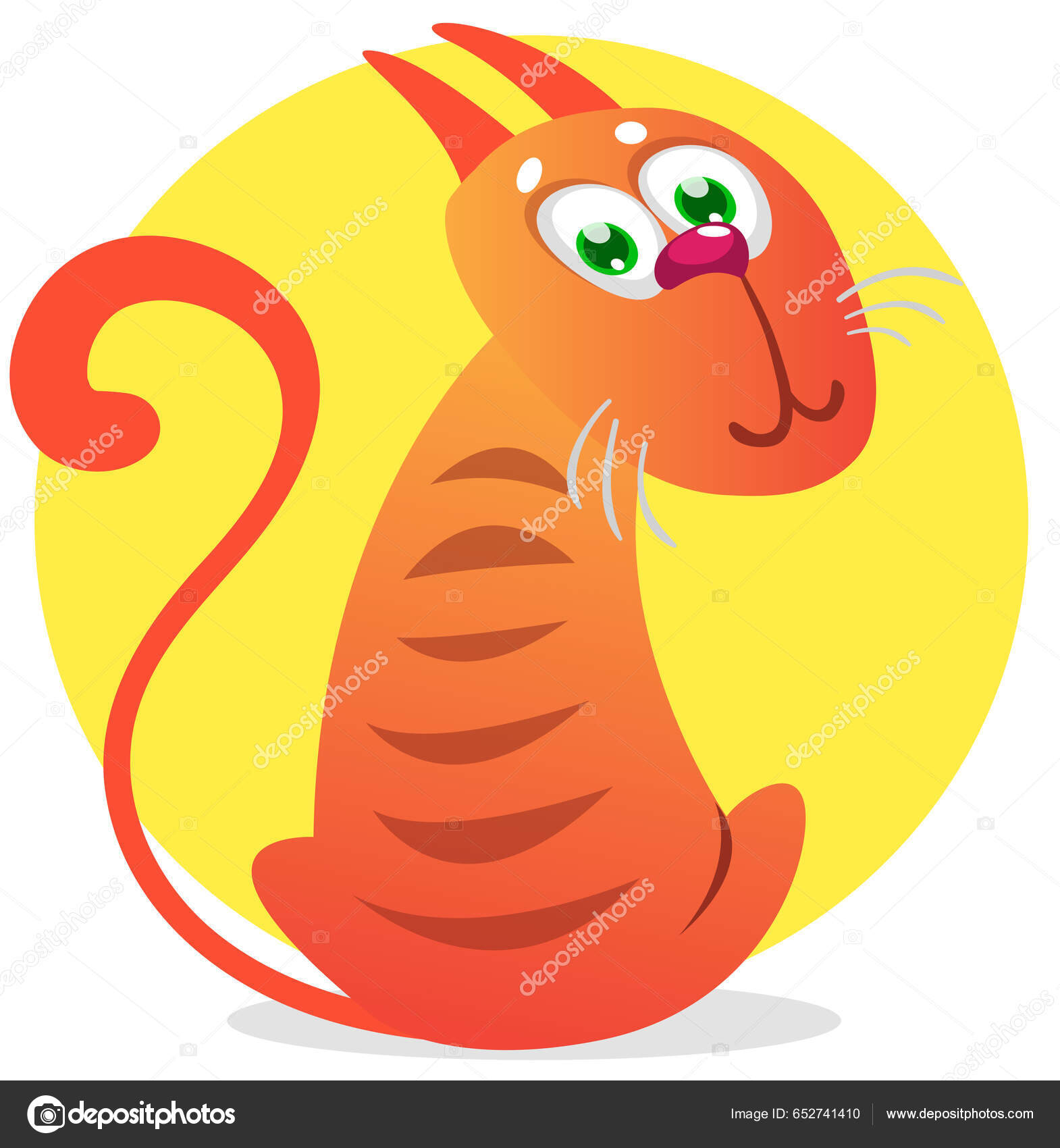 Image vectorielle Chat Drôle Dessin Animé Illustration Chat Rayé Gras ...