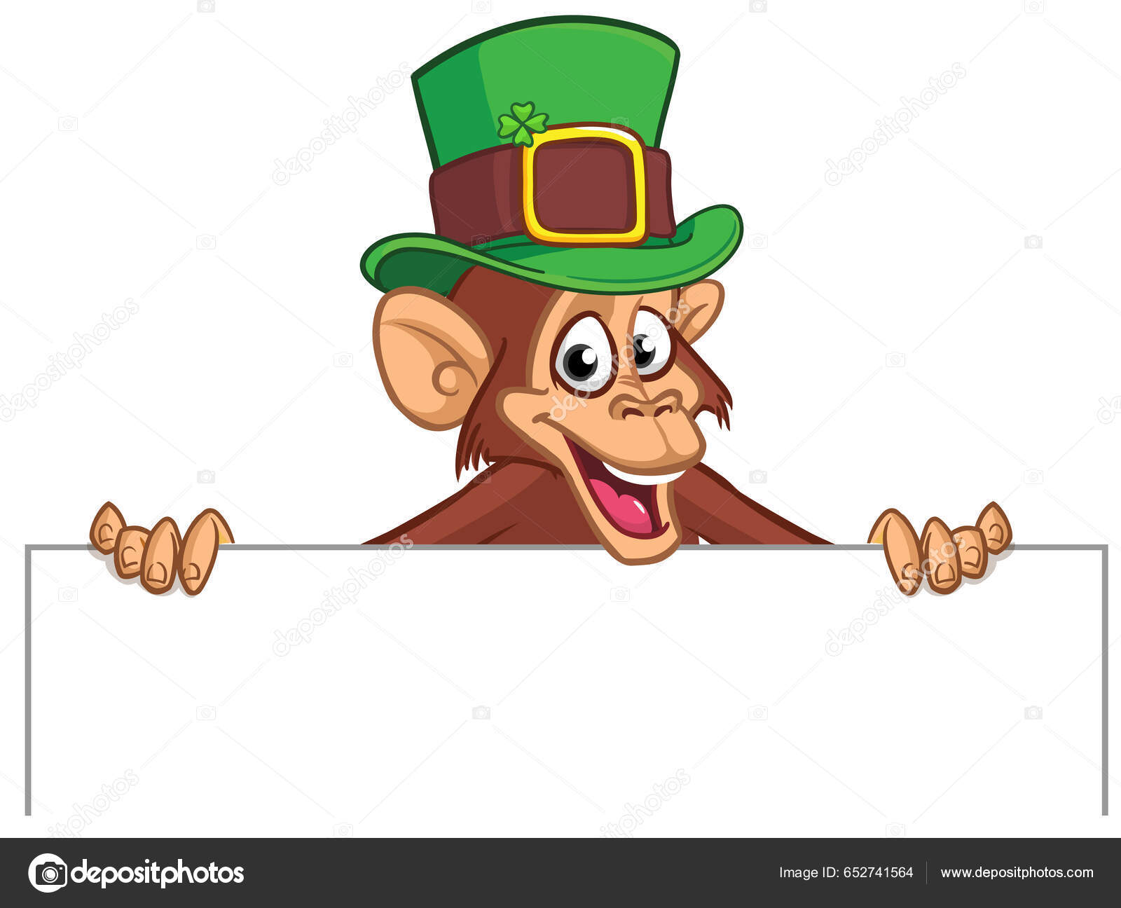 Simpanse Monyet Kartun Memegang Kertas Putih Kosong Atau Plakat Untuk ...