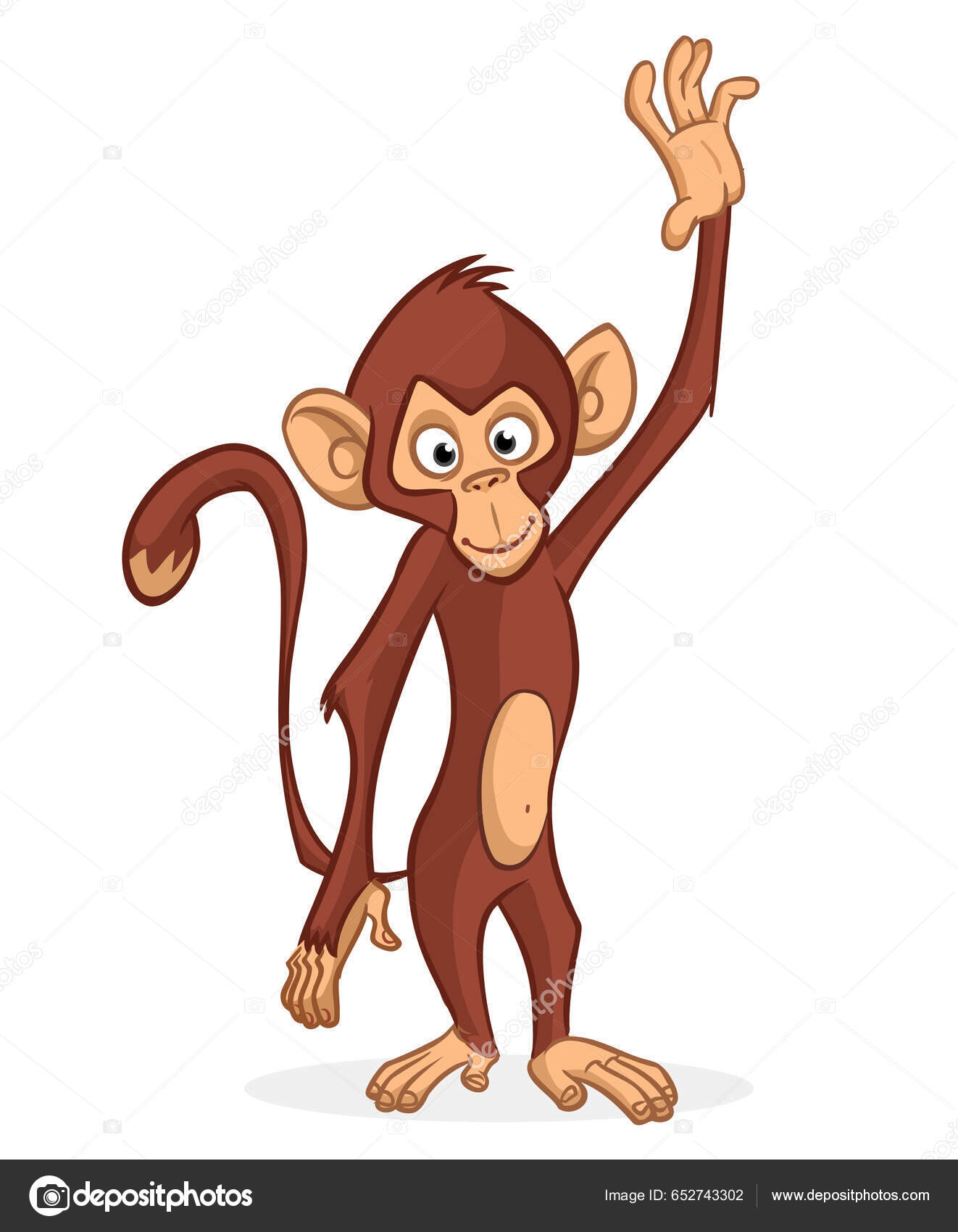 Cartoon Funny Monkey Chimpanzee Vector Illustration Happy Monkey ...