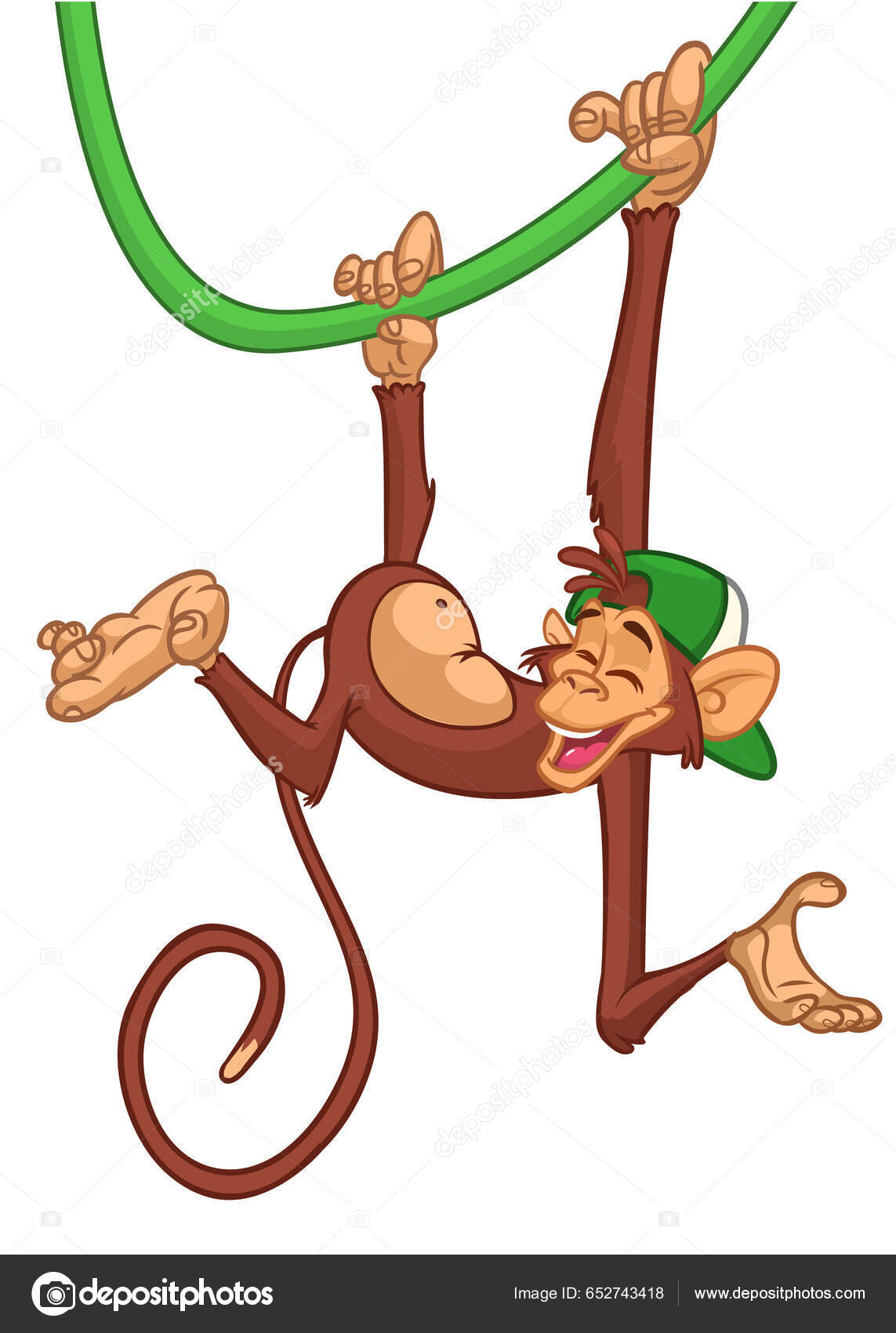 Macaco Dos Desenhos Animados Chimpanzé Entregando Cabeça Para Baixo ...