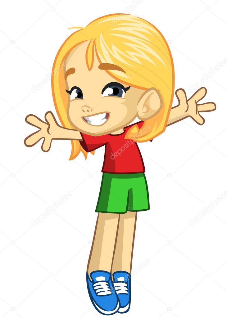 Vettoriale stockCarina Bambina Dei Cartoni Animati Illustrazione ...