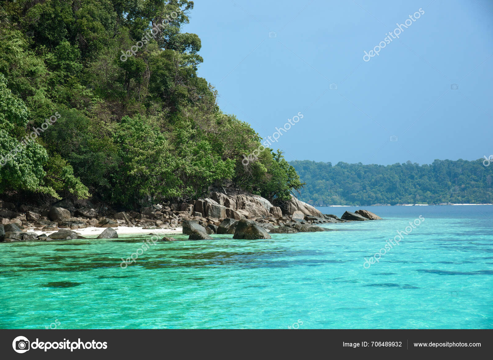 Beautiful Andaman Sea Tropical Turquoise Clear Blue Sea White Sand ...