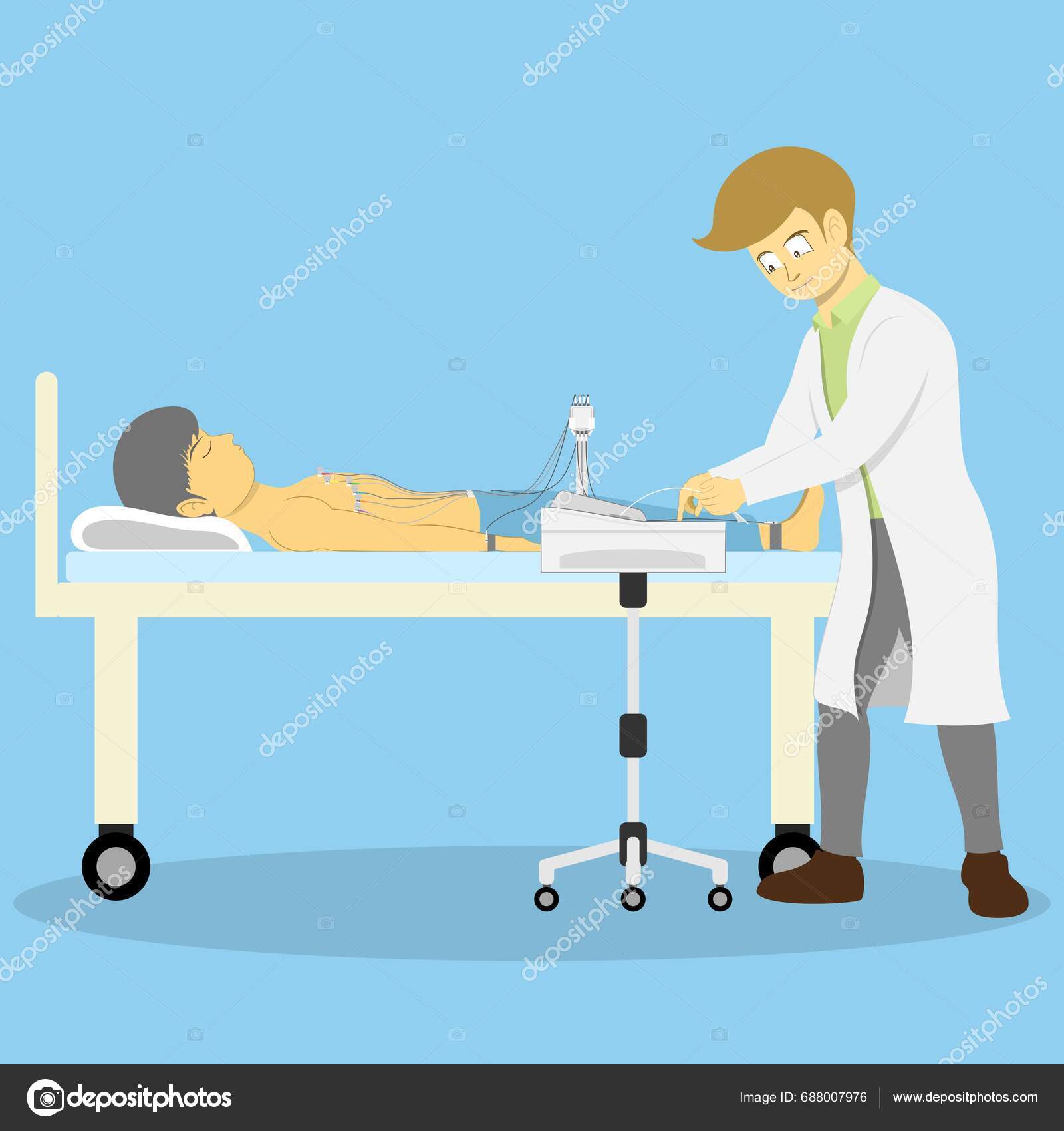 Doctor Conducting Electrocardiogram Patient Ecg Can Used Detect ...