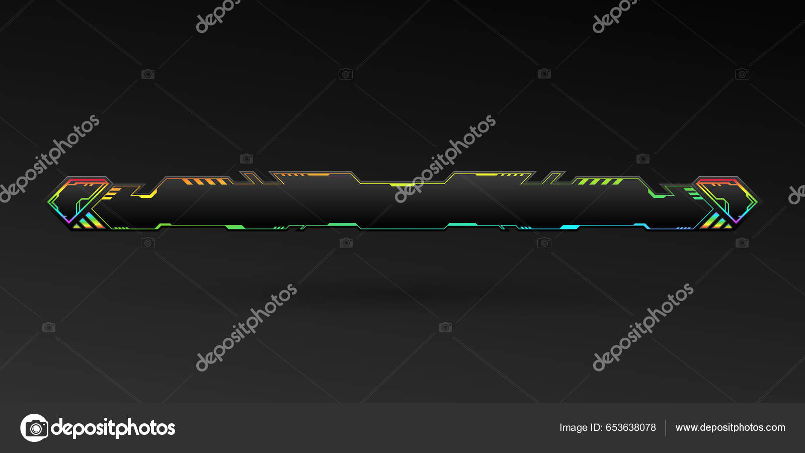 Futuristic Rgb Multi Colors Border Game Gui Screen Title Lower Stock ...