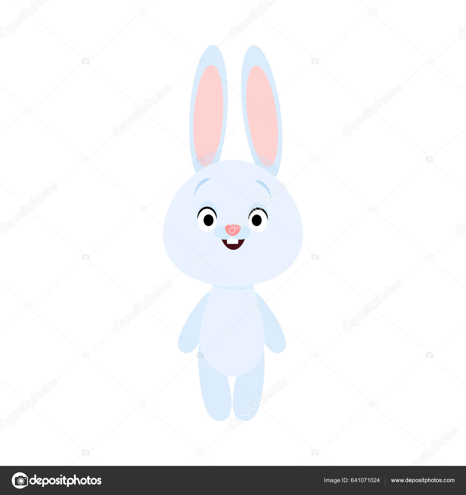 Cute Blue Easter Bunny Standing White Background Stock Vector by ...