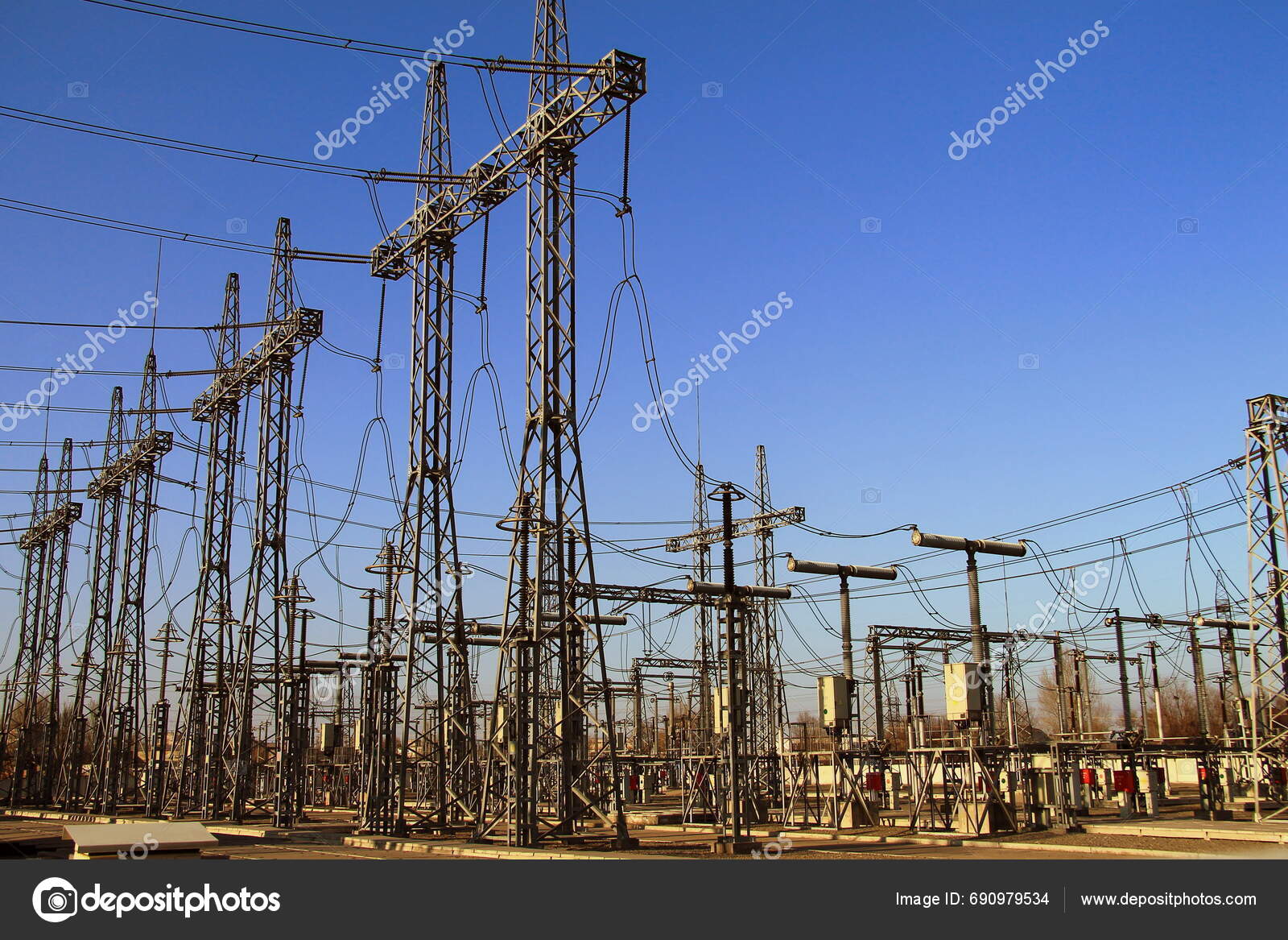 High Voltage Electricity Line Ukraine Electrical Substation Russian ...
