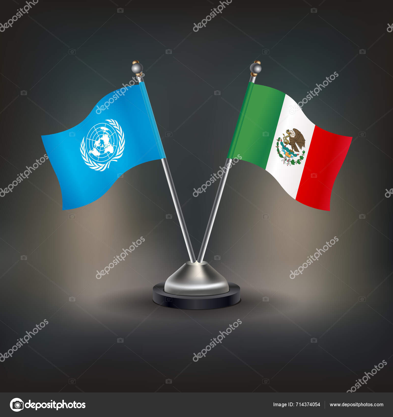 United Nations Mexico Flag Relation Stand Table Vector Illustration ...