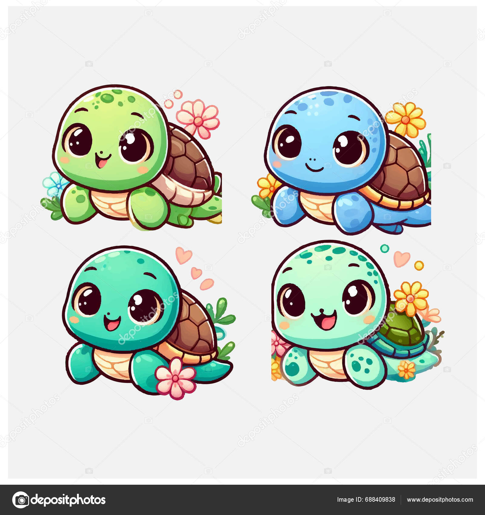 Cute Turtle Vector File Stock Vector by ©shahinalom 688409838