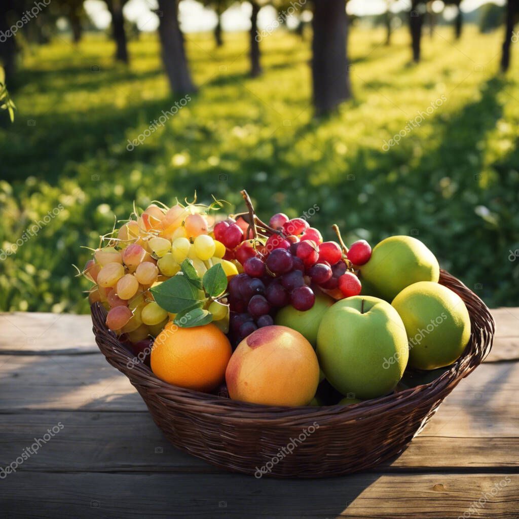 Nature 's Bounty Una colorida cosecha de frutas frescas y jugosas en ...