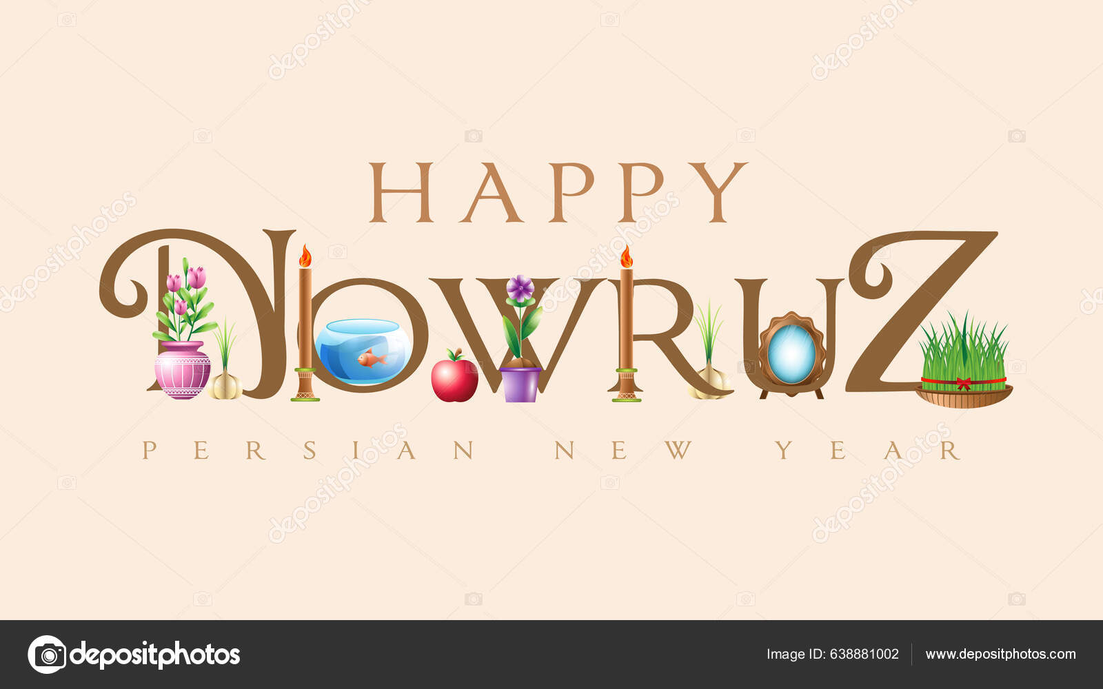 Happy Nowruz Simple Text Background Stock Vector by ©amalyastock 638881002