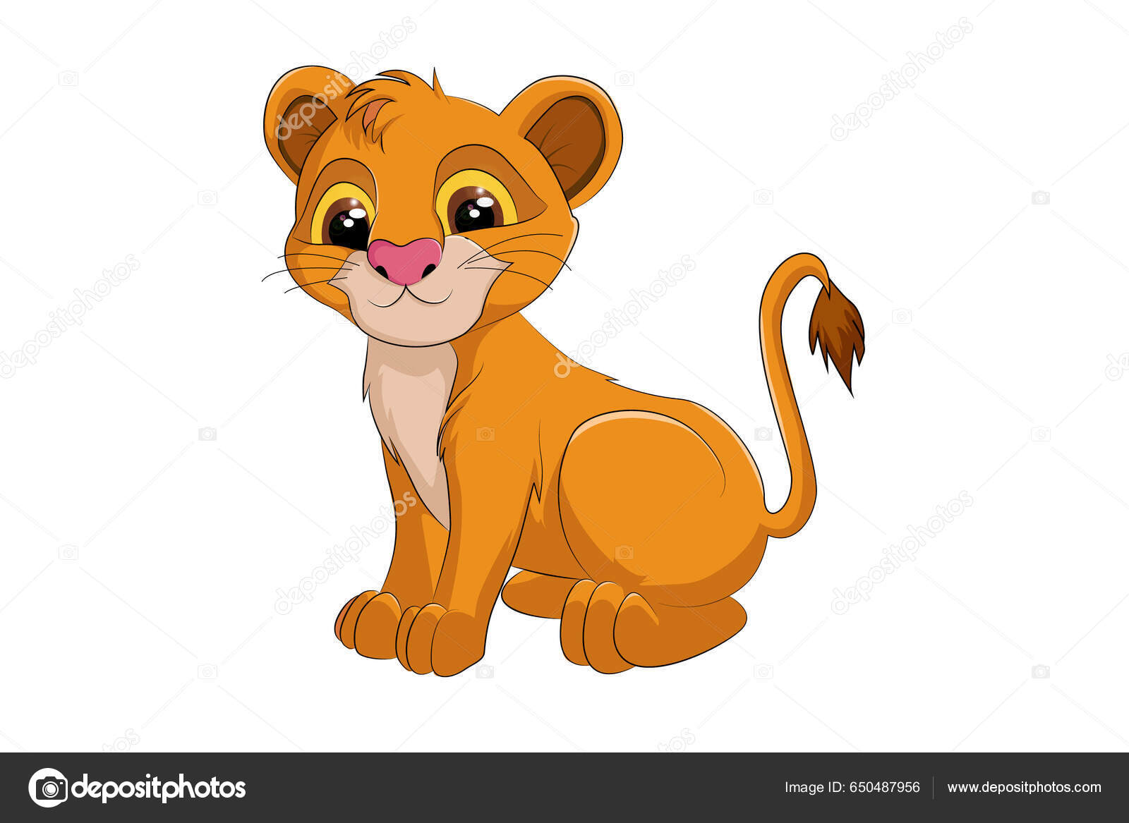 Lindo Bebé León Simba Diseño Animal Dibujo Animado Vector Ilustración ...