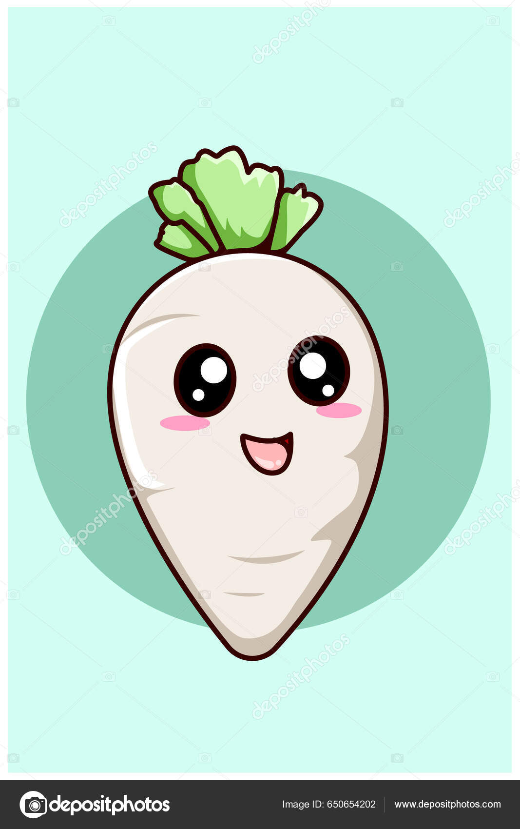 Ilustrasi Kartun Sayur Lobak Yang Lucu Vektor Stok oleh ©neves ...