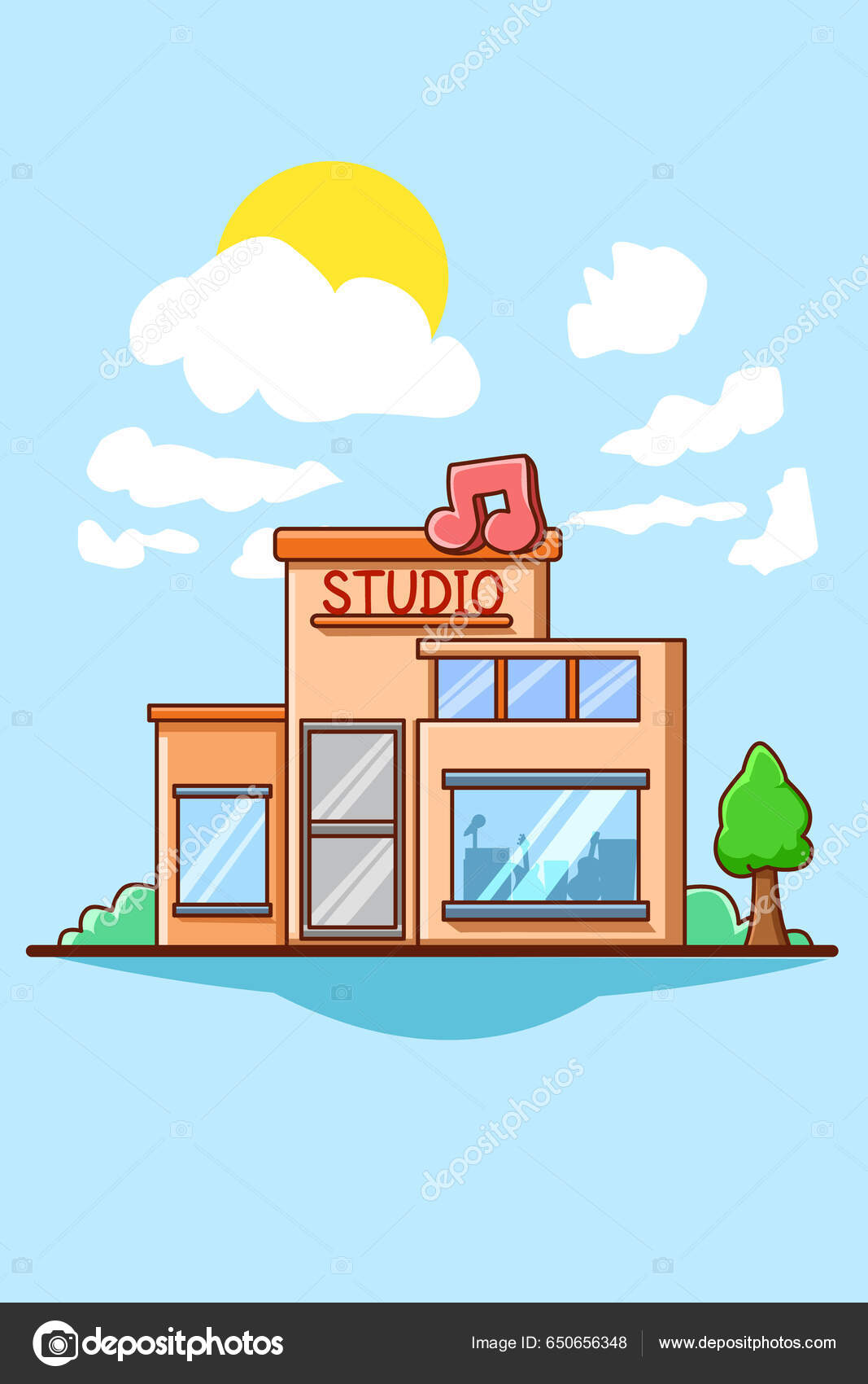 Ilustrasi Kartun Bangunan Musik Studio Vektor Stok oleh ©neves ...
