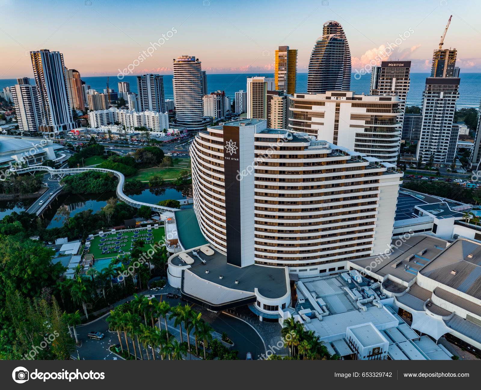 High Angle Star Gold Coast Resort Hotel View Buildings Seascape Stock ...