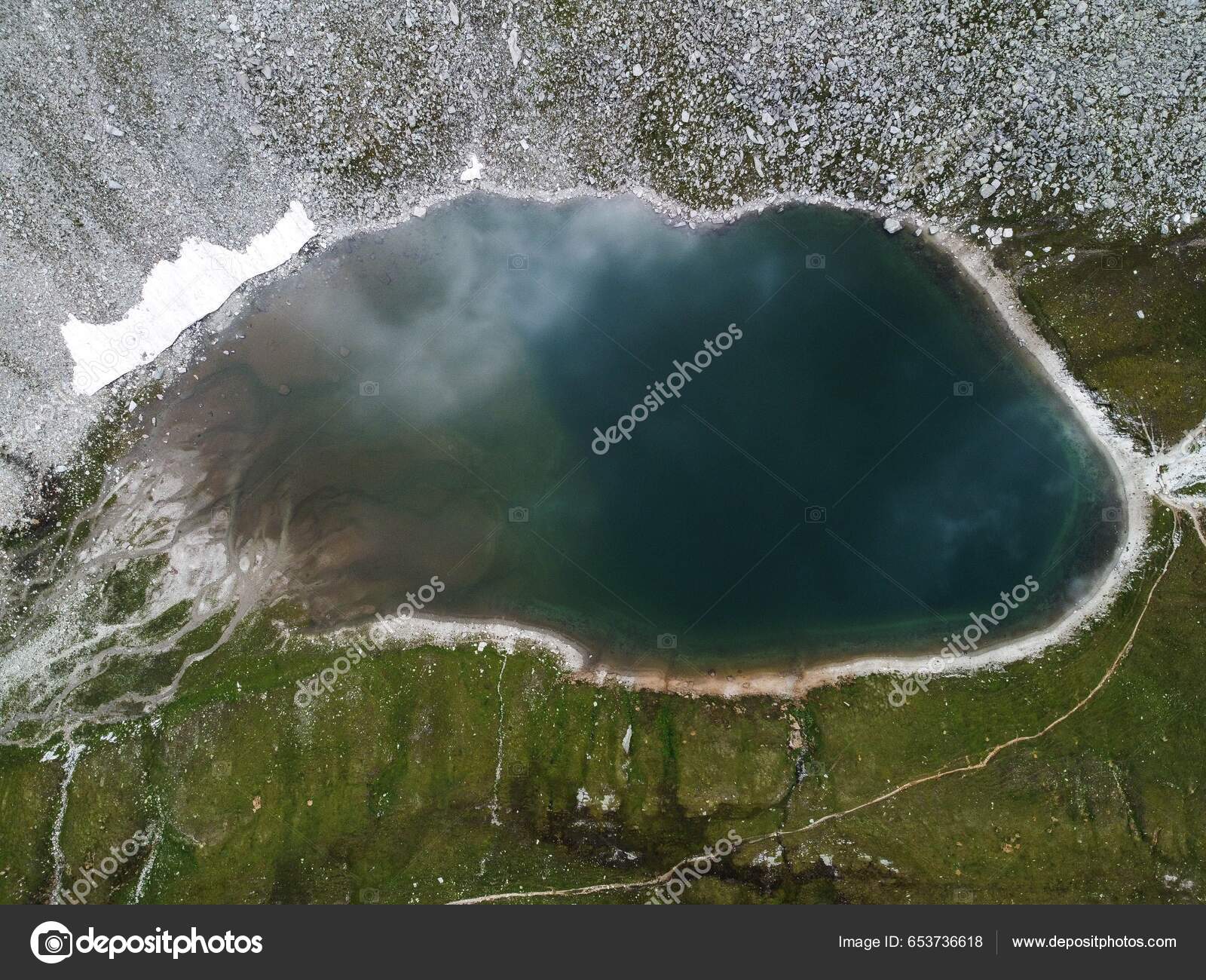 Aerial Top View Lake Snowy Trees Austrian Alps — Stock Photo ...